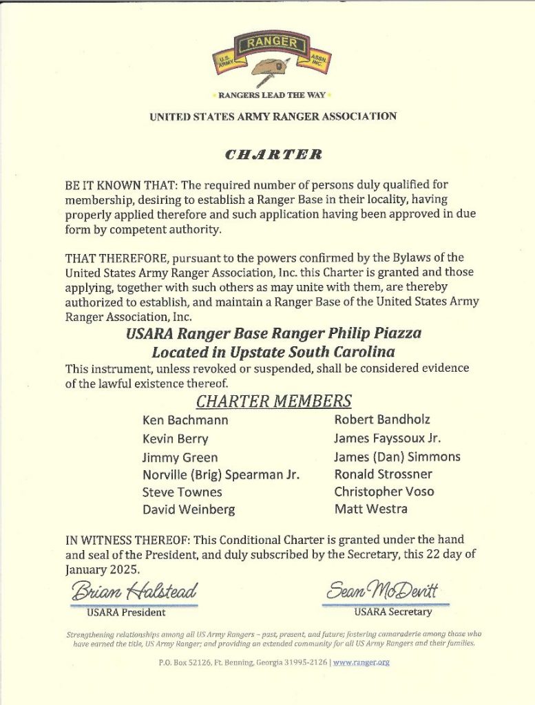 Philip Piazza Ranger Base - US Army Ranger Association